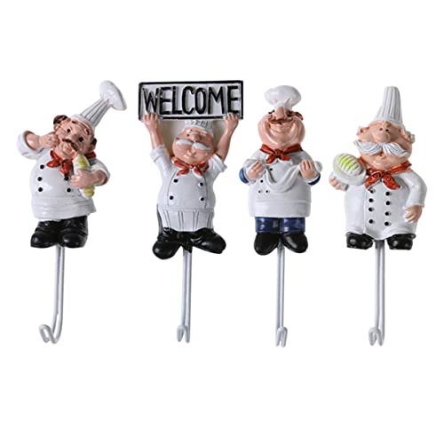 Cabilock Towel Hook 4 pcs Decor Mounted Steel Keys Heavy Rack Kitchen Bathroom Duty Resin Hanging Hook Chef Wall Accessories Door Coat Towels Hooks Adhesive Hanger for Stainless Cartoon Towel Hooks