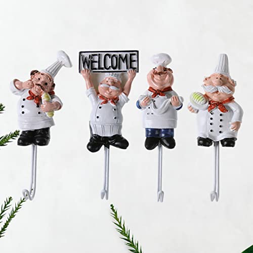 Cabilock Towel Hook 4 pcs Decor Mounted Steel Keys Heavy Rack Kitchen Bathroom Duty Resin Hanging Hook Chef Wall Accessories Door Coat Towels Hooks Adhesive Hanger for Stainless Cartoon Towel Hooks