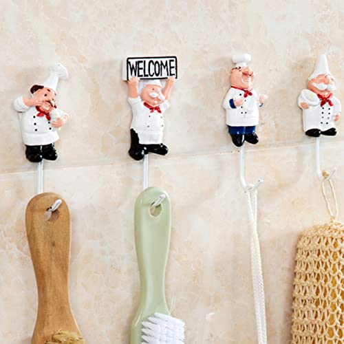 Cabilock Towel Hook 4 pcs Decor Mounted Steel Keys Heavy Rack Kitchen Bathroom Duty Resin Hanging Hook Chef Wall Accessories Door Coat Towels Hooks Adhesive Hanger for Stainless Cartoon Towel Hooks