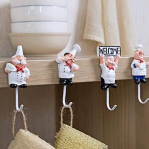 Cabilock Towel Hook 4 pcs Decor Mounted Steel Keys Heavy Rack Kitchen Bathroom Duty Resin Hanging Hook Chef Wall Accessories Door Coat Towels Hooks Adhesive Hanger for Stainless Cartoon Towel Hooks