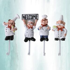 Cabilock Towel Hook 4 pcs Decor Mounted Steel Keys Heavy Rack Kitchen Bathroom Duty Resin Hanging Hook Chef Wall Accessories Door Coat Towels Hooks Adhesive Hanger for Stainless Cartoon Towel Hooks