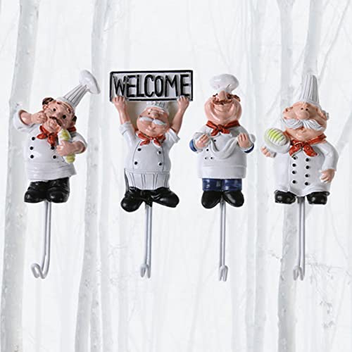 Cabilock Towel Hook 4 pcs Decor Mounted Steel Keys Heavy Rack Kitchen Bathroom Duty Resin Hanging Hook Chef Wall Accessories Door Coat Towels Hooks Adhesive Hanger for Stainless Cartoon Towel Hooks