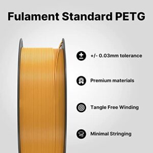 FULAMENT Printing Filament PETG Series 1.75 PLA Filament Ender 3 - Bubble Free Flexible Filament for 3D Printer, 1 KG PLA Filament (2.2lbs) - Honey Yellow