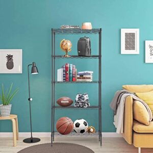 mini adjustable 5-tier black wire shelving, mghh cable rack mini shelving unit storage unit metal rack