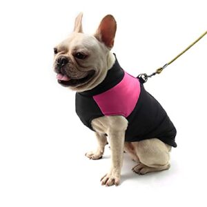 Color Block Warm Dog Coat Vest Jacket Waterproof Coat with Leash Hole for Dogs Pink L