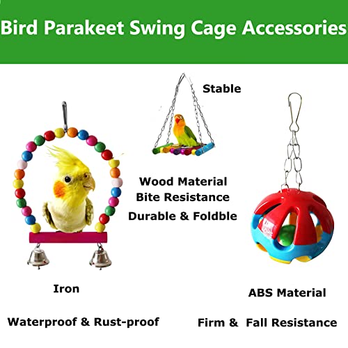 Bird Swings for Parrort,Parrot Birds Swing Chewing Toys,10 Pack Bird Swings Cage Accessories for Parrot,Parakeets,Cockatiels,Lovebirds and Small Pets (Bird Parakeet Swing Toys)