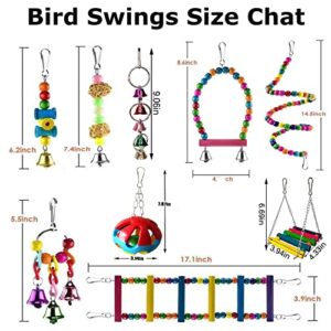 Bird Swings for Parrort,Parrot Birds Swing Chewing Toys,10 Pack Bird Swings Cage Accessories for Parrot,Parakeets,Cockatiels,Lovebirds and Small Pets (Bird Parakeet Swing Toys)