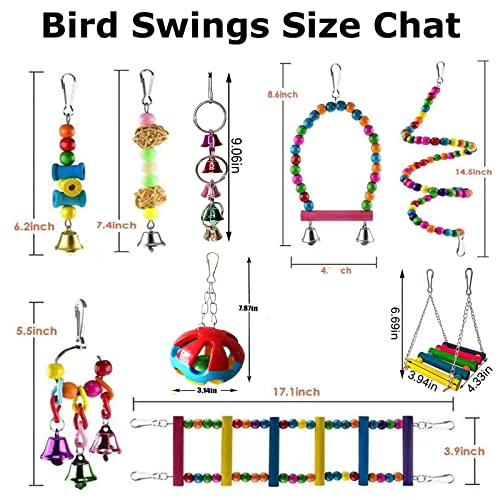 Bird Swings for Parrort,Parrot Birds Swing Chewing Toys,10 Pack Bird Swings Cage Accessories for Parrot,Parakeets,Cockatiels,Lovebirds and Small Pets (Bird Parakeet Swing Toys)