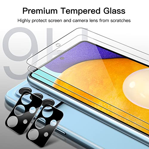 JETech Screen Protector for Samsung Galaxy A52 / A52 5G / A52s 5G with Camera Lens Protector, Tempered Glass Film, HD Clear, 2-Pack Each