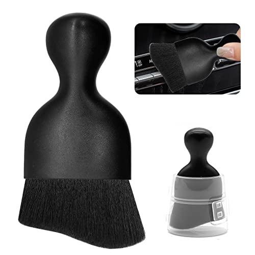 Auto Interior Dust Brush, Dashboard Air Outlet Gap Dust Removal Brush, Car Interior Cleaning Tool for Home Office Detailing Auto Air Conditioner Vents,Leather and Keyboard (Black)