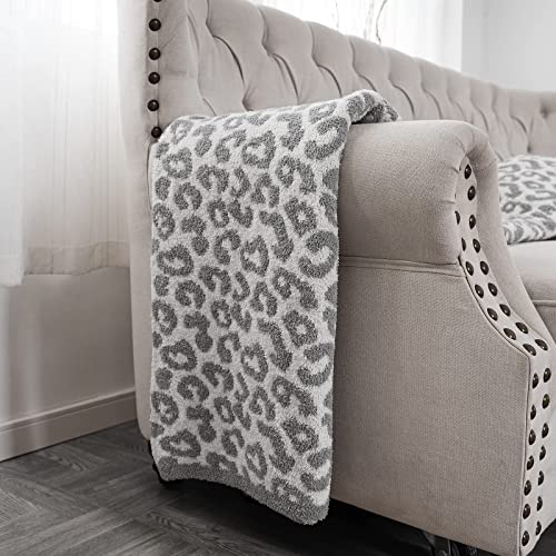 Leopard Throw Blanket Lightweight Cozy Bed Blanket Soft Throw Blanket fit Couch Sofa Suitable for All Season/Gray