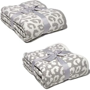 Leopard Throw Blanket Lightweight Cozy Bed Blanket Soft Throw Blanket fit Couch Sofa Suitable for All Season/Gray