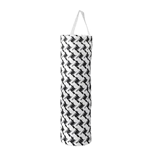 Grebest Grocery Bag Dispenser Geometric Printed Bag Holder Plastic Bag Dispenser Exquisite Pattern for Home Black