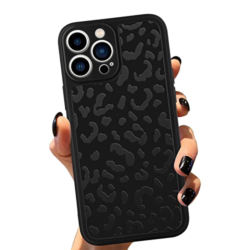 ZIYE Case for iPhone 14 Pro Max Cover Black Leopard Pattern Camera Lens Protection Design Shockproof TPU Cheetah Phone Case for Women Men Girly Girls(6.7 Inch)