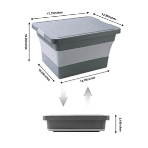 Beinilai Collapsible Storage Bins with lids,26 Qt Plastic Storage Bin Containers Tote Organizing with Secure Buckles，Suitable for Family Outdoor Multi-scene (Dark Gray)