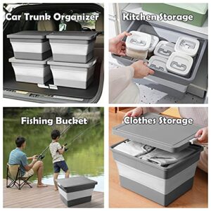 Beinilai Collapsible Storage Bins with lids,26 Qt Plastic Storage Bin Containers Tote Organizing with Secure Buckles，Suitable for Family Outdoor Multi-scene (Dark Gray)