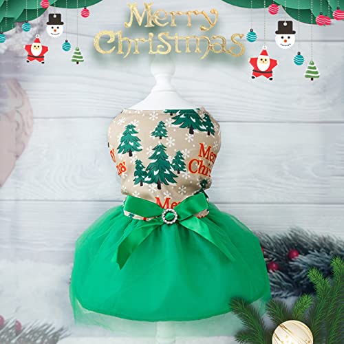 Small Dogs Christmas Pet Clothes Holiday Cat Skirt Sweater Autumn Winter Dress for Medium Dogs Boys (X-Large, B-Green)