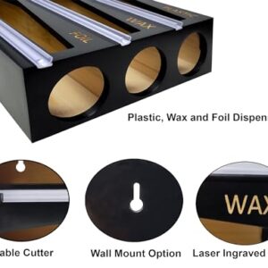 BAMBOO HEAVEN Wooden Ziplock Bag Organizer with Foil and Plastic Wrap Organizer with Cutter and Labels - Black Bamboo | Wax Paper, Plastic Wrap & Aluminum Foil Roll Dispenser with Slide Cutter