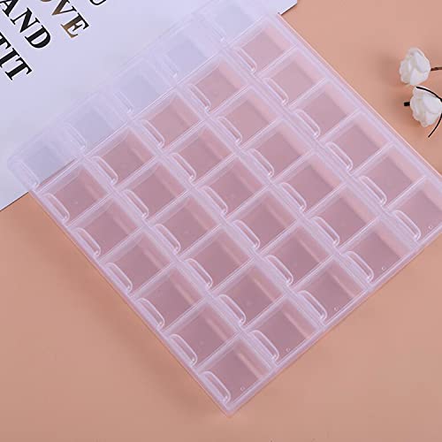 Large 35Grids Diamond Painting Box, Embroidery Diamond Art Containers, Diamond Bead Storage Organizer Case with 10Pcs Diamond Painting Wax &112 Labels