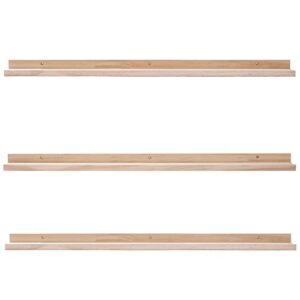 AZSKY 48 Inch Long Narrow Floating Shelves for Wall Storage Rustic Natural Wood Wall Shelf for Wall Décor Wall Bookshelf for Kids Room Picture Ledge Shelf a Set of 3