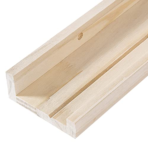 AZSKY Natural Wood Wall Mounted Shelves 24 Inch Floating Wall Book Shelf Floating Ledge Storage Rustic Shelves Photo Picture Ledge for Home Decor a Set of 3