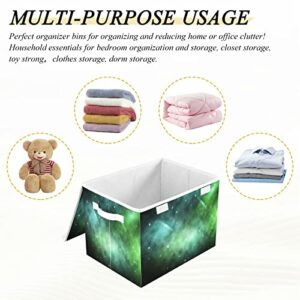 Kigai Storage Boxes with Lids and Handles,Collapsible Oxford Cloth Storage Bins Organizer for Bedroom Organization,Office Storage,Toys （Space Galaxy）