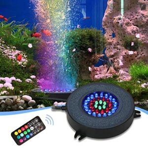 abestfish aquarium air bubble led light, 36 leds fish tank aquarium lights air stone disk kit fish tank air bubbler decoration 13 color changing ip68 waterproof with remote controller