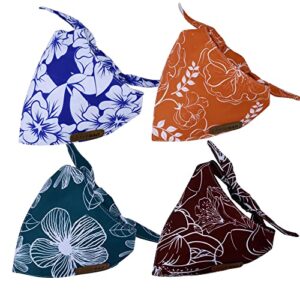 DeerBAO Dog Bandanas 4Pack,Dog Scarf,Dog Bandanas boygirl,Premium Durable Fabric,Adjustable Fit,Unique Shape,Suitable for All Kinds of Dogs,Provide Various Sizes (Small, Hand Painted Flowers)