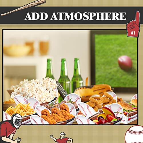 100 Pieces Baseball Food Trays Baseball Paper Bowl Party Decorations Nacho Trays Snack Candy Trays Disposable Serving Trays Baseball Party Sports Event Family Dinner Supplies 3.94 x 2.76 x 1.97 Inch