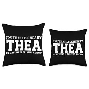 Thea Gifts Tee Women Girl Name Birthday Gifts Personal Name Women Girl Funny Thea Throw Pillow, 18x18, Multicolor