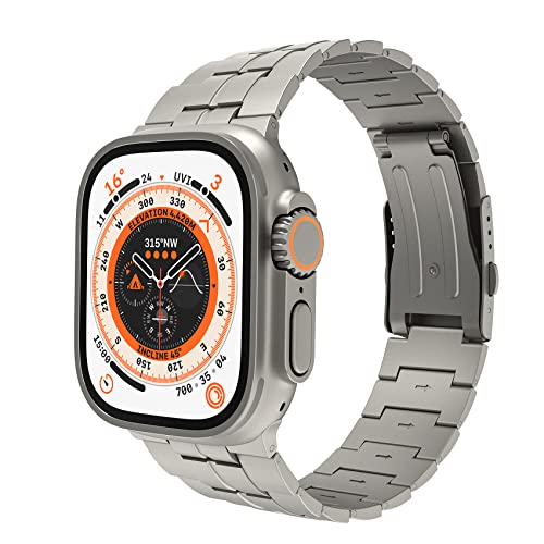 LULULOOK Band for Apple Watch Ultra, Titanium Metal Band 49mm for iWatch Ultra Gen1/2 Titanium Color