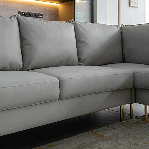 COULDWILL L Shape Couch Corner Sectional Sofa Modular Couch 5-Seats Technical Faux Leather Sofa for Living Room and Office