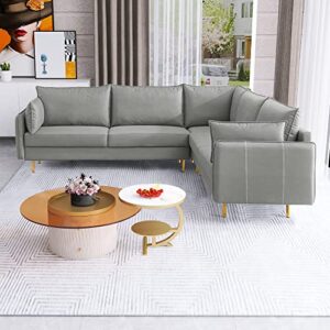 COULDWILL L Shape Couch Corner Sectional Sofa Modular Couch 5-Seats Technical Faux Leather Sofa for Living Room and Office