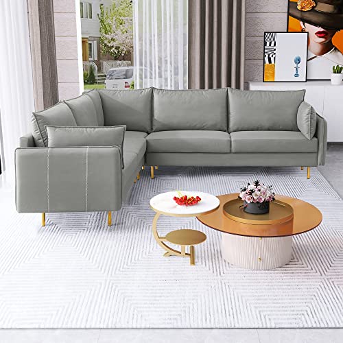 COULDWILL L Shape Couch Corner Sectional Sofa Modular Couch 5-Seats Technical Faux Leather Sofa for Living Room and Office