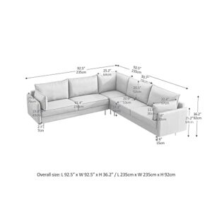 COULDWILL L Shape Couch Corner Sectional Sofa Modular Couch 5-Seats Technical Faux Leather Sofa for Living Room and Office