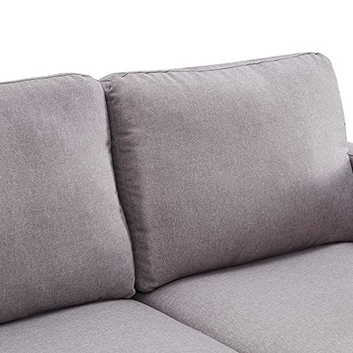 Morhome Rivet Revolve Modern Upholstered Sofa with Reversible Sectional Chaise, Living Room L-Shape 3-Seater Couch, Gray Linen