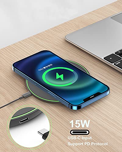 Wireless Charger for Samsung Galaxy S23/S23+/S22/S22+/S21/S20/S20+/S10/S9+/S9/S8/S8+/S7/Note10/Note9/Note8, 15W Wireless Charging Pad with USB-C for Samsung,iPhone Black(No AC Adapter)