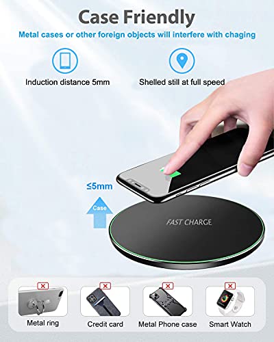 Wireless Charger for Samsung Galaxy S23/S23+/S22/S22+/S21/S20/S20+/S10/S9+/S9/S8/S8+/S7/Note10/Note9/Note8, 15W Wireless Charging Pad with USB-C for Samsung,iPhone Black(No AC Adapter)