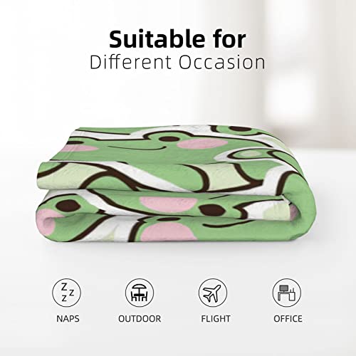 Cute Frog Blanket for Adults Green Frog Throw Blanket for Kids, Frog Gift for Frog Lover, Soft Cozy Flannel Blankets for Bed Couch Sofa 50x40 Inches