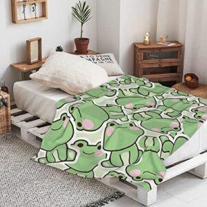 Cute Frog Blanket for Adults Green Frog Throw Blanket for Kids, Frog Gift for Frog Lover, Soft Cozy Flannel Blankets for Bed Couch Sofa 50x40 Inches