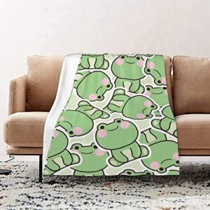 Cute Frog Blanket for Adults Green Frog Throw Blanket for Kids, Frog Gift for Frog Lover, Soft Cozy Flannel Blankets for Bed Couch Sofa 50x40 Inches