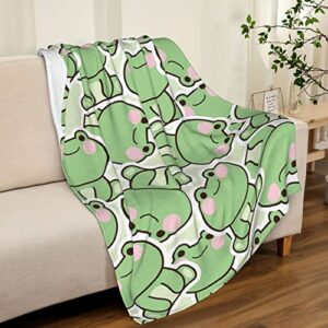 Cute Frog Blanket for Adults Green Frog Throw Blanket for Kids, Frog Gift for Frog Lover, Soft Cozy Flannel Blankets for Bed Couch Sofa 50x40 Inches