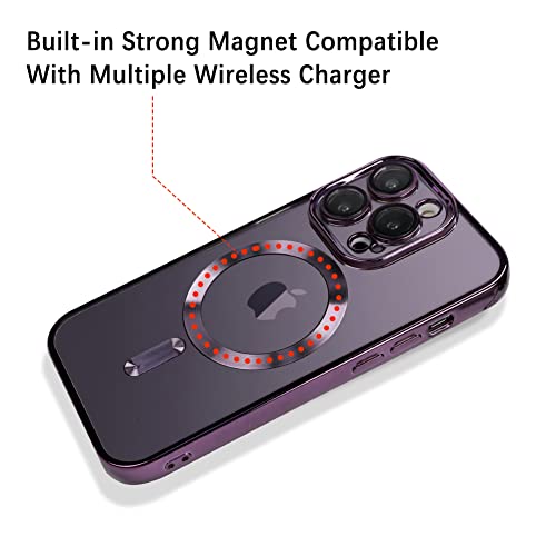 OOK Case Compatible for iPhone 14 Pro Max with Camera Lens Protector (Compatible with MagSafe) Magnetic Anti-Scratch Shockproof Protective iPhone 14 Pro Max (6.7 Inch) Case for Women Men - Purple