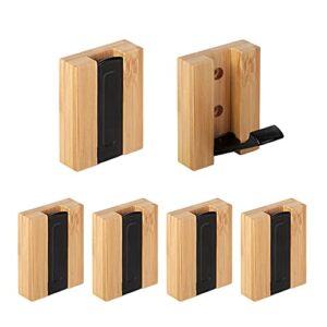 jsver wooden wall hooks wall mounted wall hooks, single organizer hook rack, folding wood wall hangers, wall coat rack hooks for hanging clothes, hats, bags, towels, keys (6pcs/set)