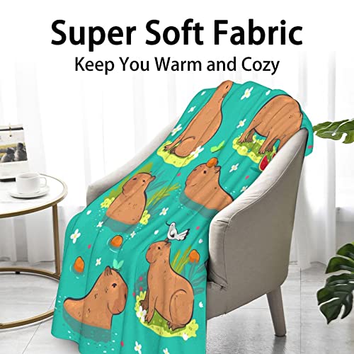 XaocNyx Capybara Throw Blanket for Baby - 30x40 Inches Lap Size - Soft Fluffy Cozy Blankets Gift - Green Cute Blanket Throws for Couch, Work