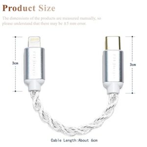 FSIjiangyi iOS to Type C/USB C Balanced Headphone Amplifier OFC Silver 8-Strand 19-Pin Adapter Cable for FiiO BTR5 Q1 Q3 Q3s 5K xDuoo Link2 XD-05PLUS E1DA 9038G3 9038S 9038D iPhone