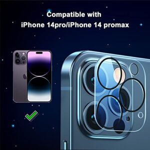 CBLBXYB 3 Pack Camera Lens Protector Compatible for iPhone 14 Pro Max/iPhone 14 Pro Camera Lens Protector Tempered Glass 9H Hardness,Ultra HD,Anti-Scratch,Easy to Install,Case Friendly