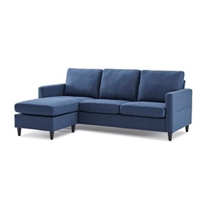 Morhome Sofa with Side Pocket,Convertible Corner Fabric Storage, Sectional Couch for Living Room & Apartment, Blue Linen