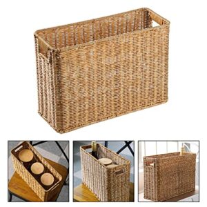 BIENKA Cabilock Magazine Storage Organizer Magazine Standing Rack Farmhouse Wicker File Basket Magazine Storage Clothes Basket Basket Magazine Holder Magazine Basket Magazine Basket