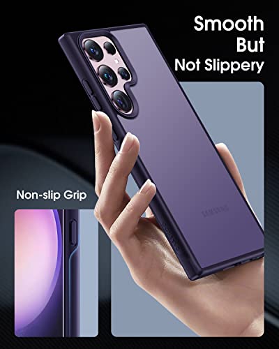 CASEKOO Genuine Official for Samsung Galaxy S23 Ultra case (10FT Military Drop Protection) (Zero-Smudge Tech) Translucent Hard Back & Soft Bumper, Protective Slim S23 Ultra Case 6.8'' 2023, Purple